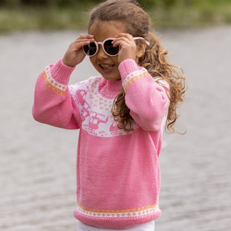 Strikk The Look: Helikopter-genser rosa – Strikkemani.no