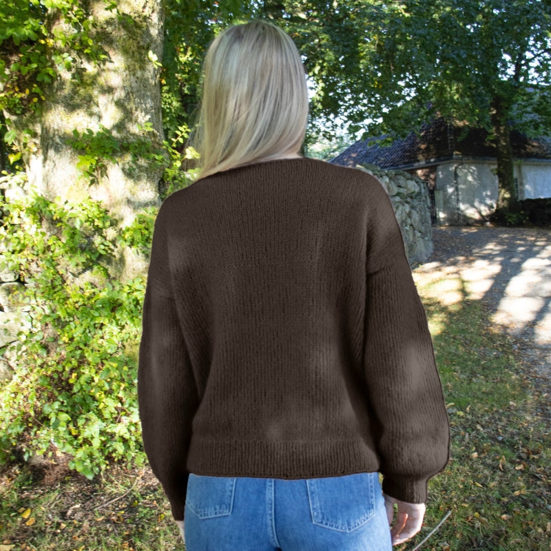 Strikk The Look: Amanda-genser brun – Strikkemani.no